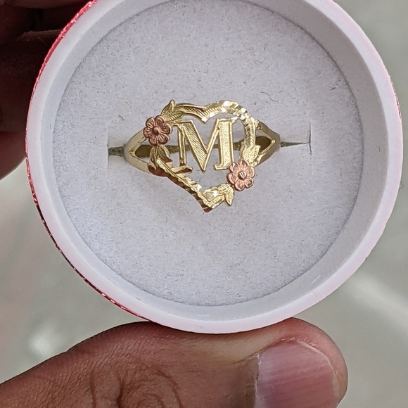 Unbrand | Jewelry | Kt Real Gold Heart Letter M Ring | Poshmark